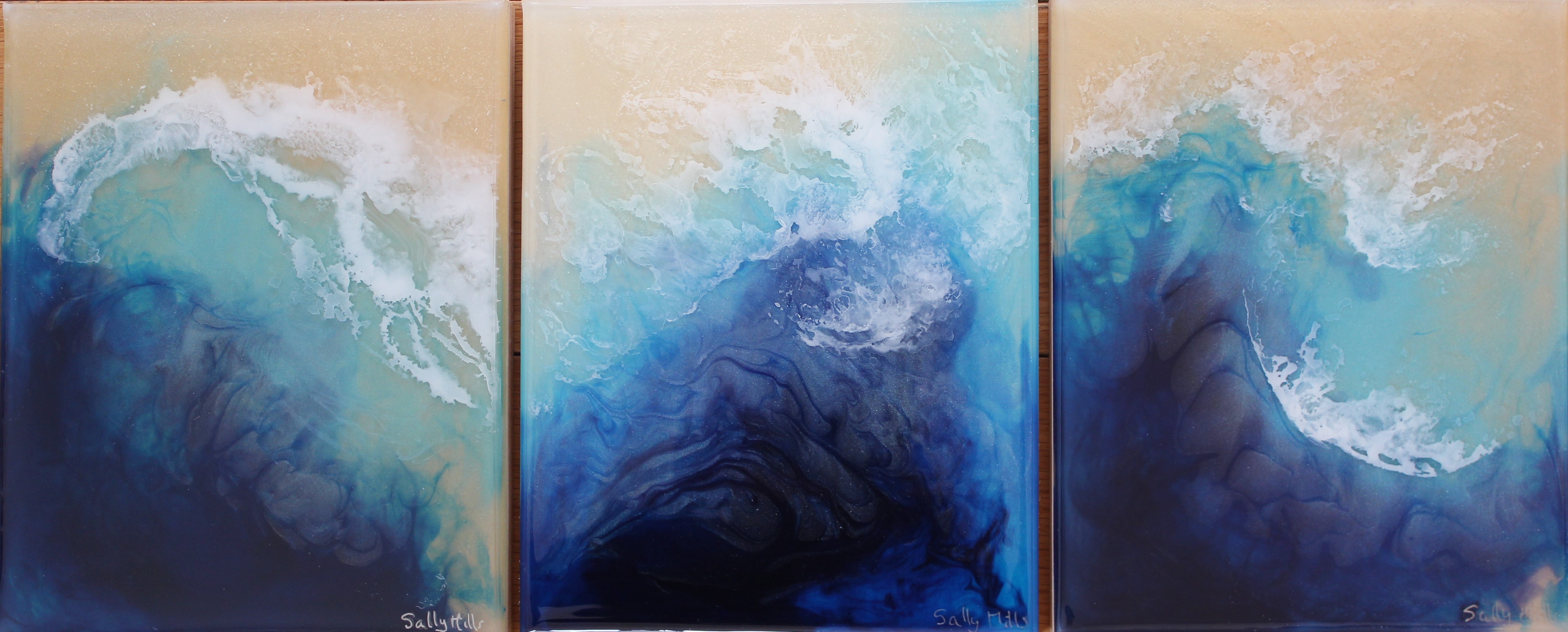 The Deep Blue Ocean tryptic - Sally Mills